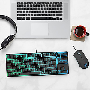 RK ROYAL KLUDGE RK987 Gaming Keyboard and Mouse, Wired Mechanical Keyboard 87 Keys and RGB Gaming Mice Combo, Programmable Computer Desktop Gaming Accessories, Brown Switches-Black Set