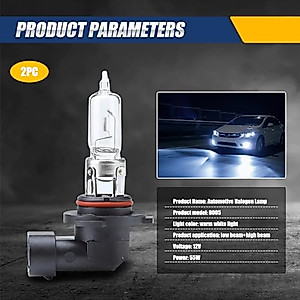 gunhunt 2 PCS Car 9005-55W Headlight Halogen Bulb, 12V Quartz Lamp Ultra-bright Beam Low/High Beam Fog Light Replacement, All-in-one Plug and Play Bulb, Universal Lighting for Car (Warm White Light)