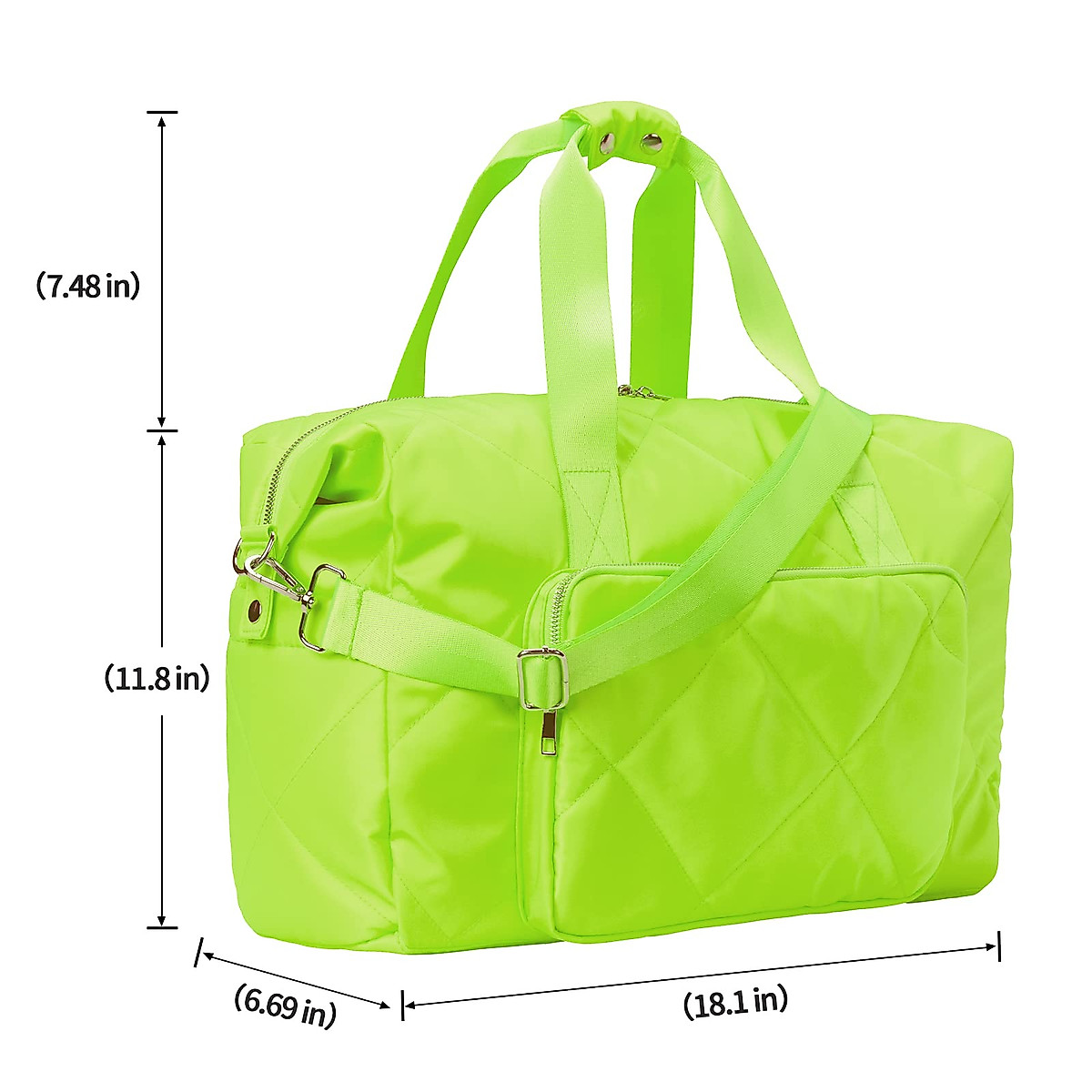 Tinzonc Sports Tote Gym Bag for Women, Travel Duffel Bag, Shoulder Weekender Overnight Bag for Women Girls Travel, Gym, Yoga (Fluorescent Green)