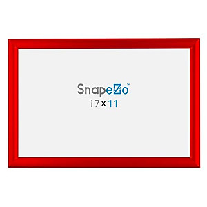 SnapeZo Notice Frame 11x17 Inches, Red 1 Inch Aluminum Profile, Front-Loading Snap Frame, Wall Mounting, Sleek Series