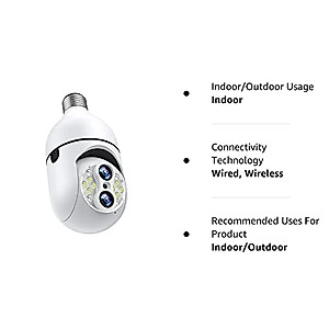E27 Light Bulb Security Camera(Dual Lens), 10XHybrid Zoom Wifi Light Bulb Camera, Two-Way Talk Voice, Color HD Night Vision, Tracking, Sound And Light Alarm, Panoramic Light Bulb Camera 360°(2.4Ghz)
