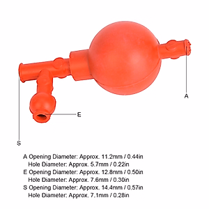 Pipetting Ball Quantitative Suction Bulb Rubber Pipette Filler Lab Suction Ball Pipette Lab Pipette Filler Bulb with 3 Openings Red
