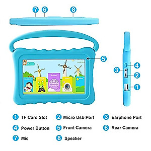 Kids Tablet 7 inch Toddler Tablet for Kids Edition Tablet with WiFi Dual Camera Children’s Tablet for Toddlers 32GB Android 10 with Parental Control Shockproof Case Google Play YouTube Netflix (Blue)