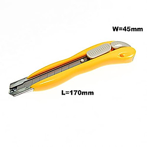 KINBRIEF 18mm Auto Lock Utility Knife Retractable Box Cutter for Cartons,Carboards Arts Crafts Pack 1 with 10 Snap off High Carbon steel art Blades for Office and Home,white push Yellow