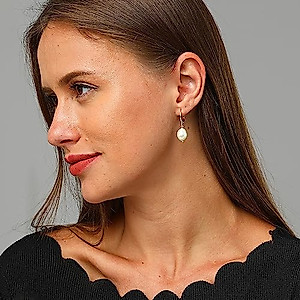 Huggie Hoop Earrings with Charms Pearl Dangle Earrings 13 mm