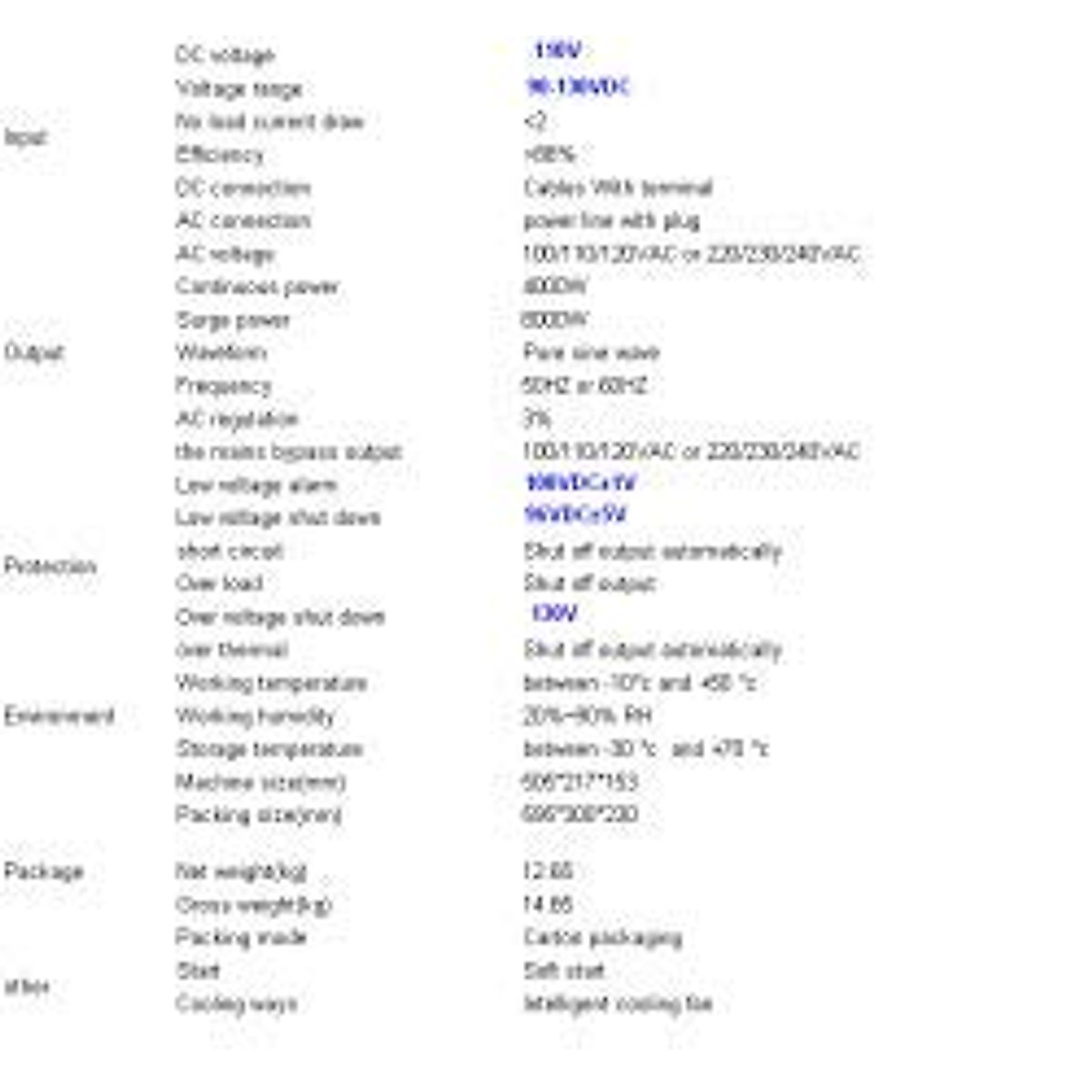 GOWE 4000W DC110V Off Grid Pure Sine Wave Solar or Wind Inverter, City Electricity Complementary Charging function with LCD Screen
