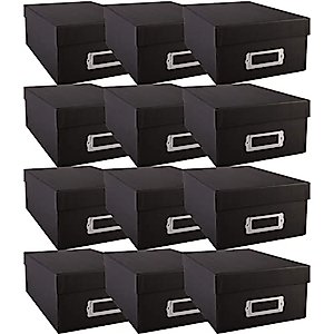 Simply Tidy Photo Storage Box Store and Protect Pictures, Documents, and Prints - Black, Bulk 12 Pack