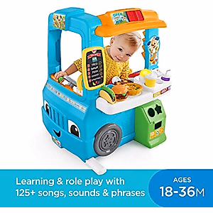 Fisher-Price Laugh & Learn Toddler Learning Toy Servin’ Up Fun Food Truck Electronic Playset With 24 Accessories For Ages 18+ Months