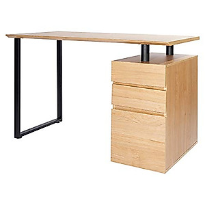 Techni Mobili Computer Desk with Storage and File Cabinet, 30" x 23.6" x 47", Pine