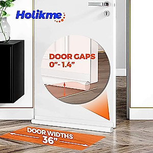 Holikme Door Draft Stopper Weather Stripping, Door Sweep,Adjustable Under Door Draft Blocker, Insulator, Suitable for Interior／Exterior Doors, 36” Length (White)