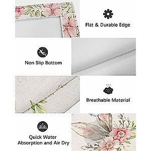 Easter Outdoor Rug for Patio/Deck/Porch, Non-Slip Area Rug 5x8 Ft, Bunny Ears Pink Spring Floral Botanical Rustic Burlap Indoor Outdoor Rugs Washable Area Rugs, Reversible Camping Rug Carpet Runner