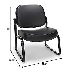 OFM Big & Tall Armless Guest and Reception Chair, Black