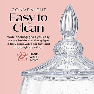 Fifth Avenue Crystal Beverage Dispenser for Countertop - 1.7 Gallon Large Glass Drink Dispenser w/Spigot & Lid - Party Drink Dispenser for Sweet Tea Lemonade Punch Water, Juice Dispensers for Parties