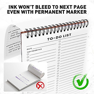 To Do List Notepad 6 Pack: Has Multiple Functional Sections - 5.2 x 8" 35 Sheets - Spiral Daily Planner Notebook - Task CheckList Organizer Agenda Pad for Work, Note and Todo Organization