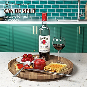 2 Tier Acacia Wooden Lazy Susan Organizer for Kitchen,Turntable for Cabinet,Turntable Organizer for Cabinet Pantry Table Organization-(10''+13'')