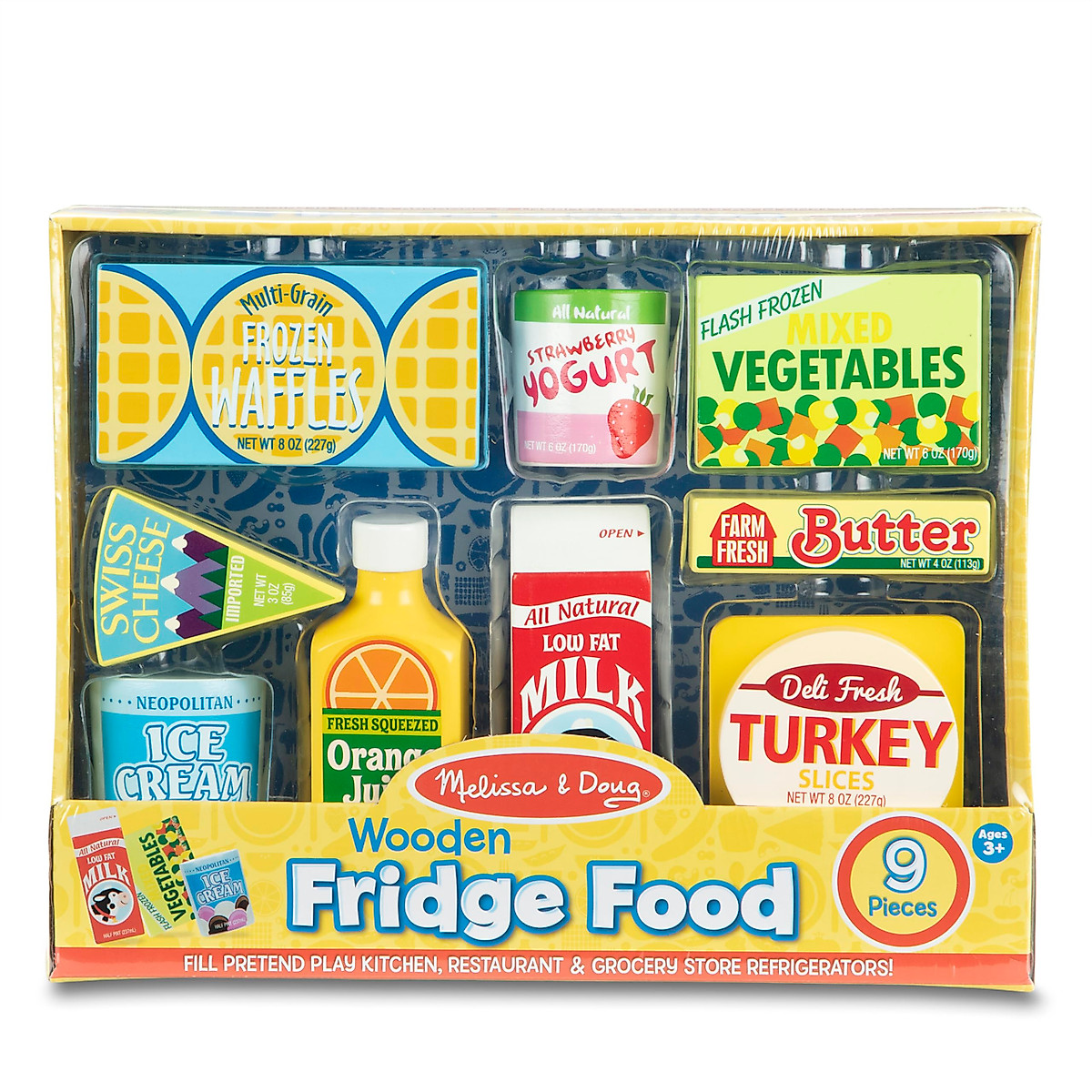 Melissa & Doug Fridge Food Wooden Play Food Set (9 pcs)