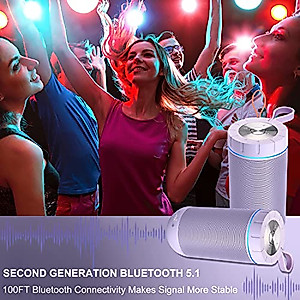 comiso Waterproof Bluetooth Speaker IPX7, 25W Wireless Portable Speakers Loud Sound Strong Bass Stereo Pairing 36 Hours Playtime, Bluetooth 5.0 Built in Mic for Calls Purple