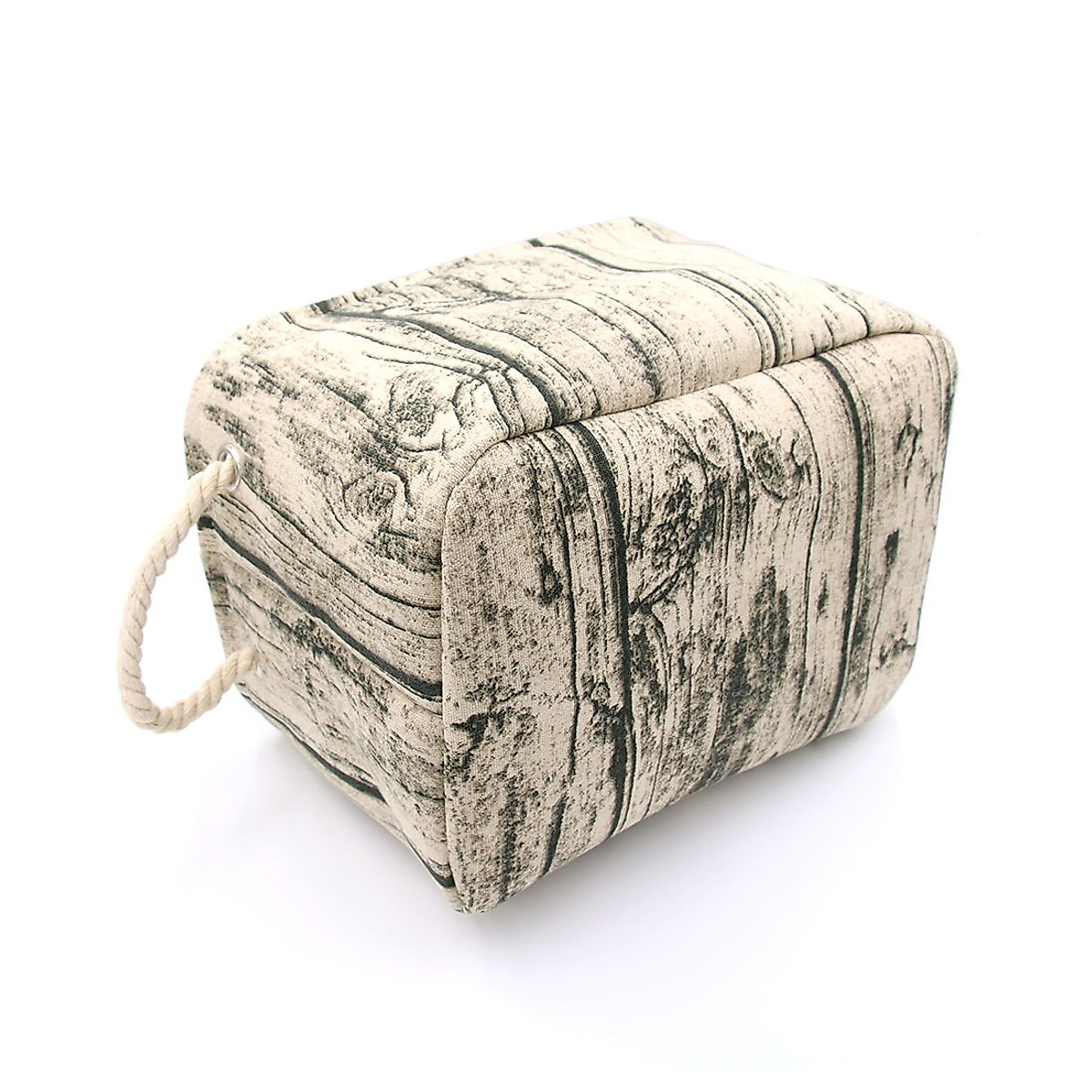 Jacone Stylish Tree Stump Design Wood Grain Rectangular Storage Basket Washable Cotton Fabric Nursery Hamper with Rope Handles, Decorative and Convenient for Kids Rooms (Medium)