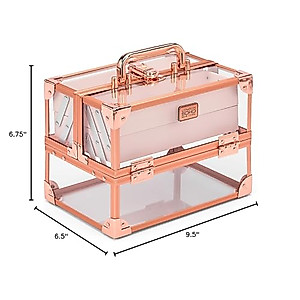 Conair Makeup Beauty Case, Cosmetic Case, With Expandable Shelves and Locking Latch, in Rose Gold, London SOHO New York by Conair