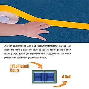 HELOIA Pickleball Court Marking kit Anti Slip Tape for Asphalt or Concrete, for Tennis, Badminton, Gym Floor, Basketball or Pickleball Tape, 1.6 in x 65 ft - 1 PCS