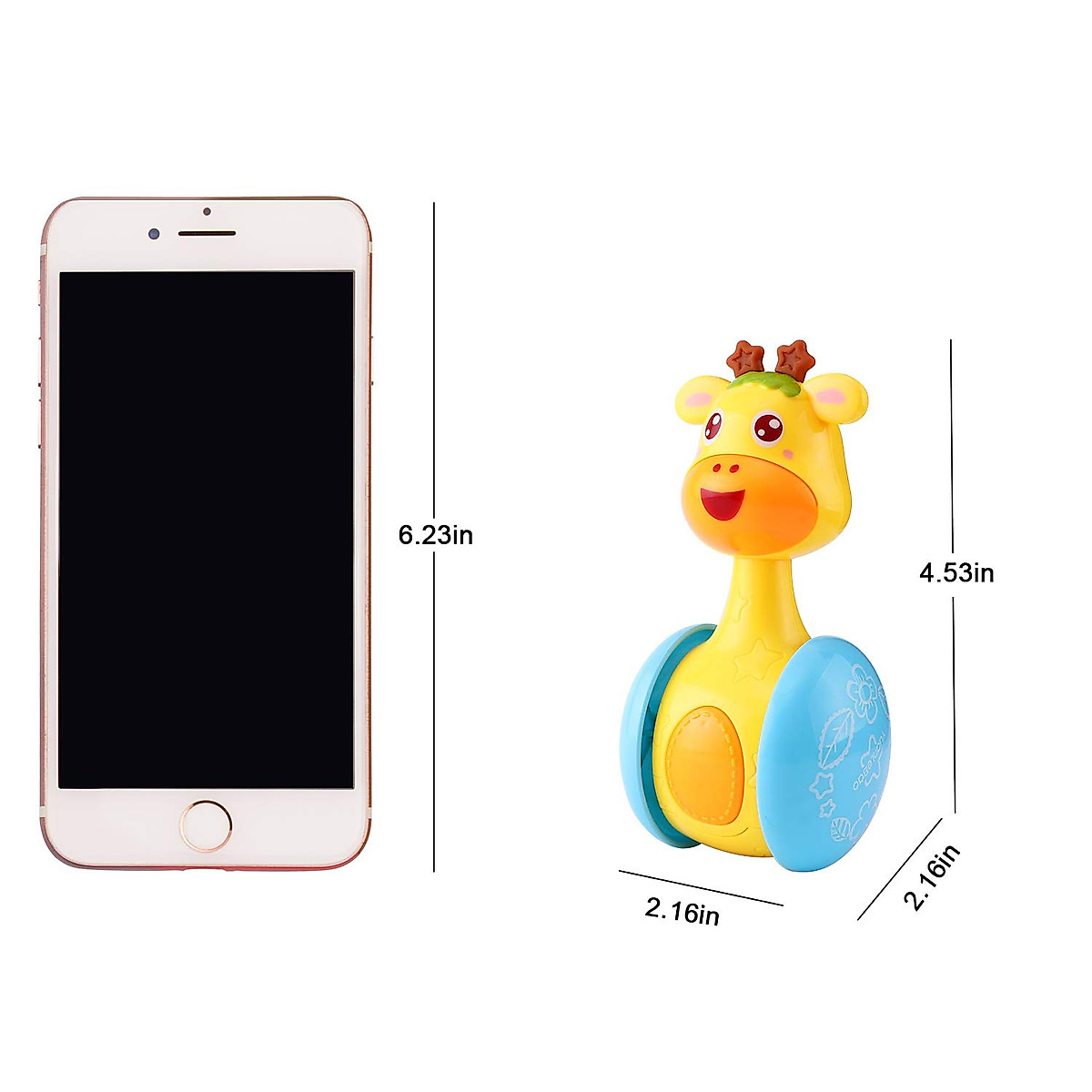 Tinabless Giraffe Tumbler Doll Roly-Poly Baby Toys, Cute Rattles Toys for Newborns 3-12 Month Baby Boys and Girls Xmas Birthday Gifts Stocking Fillers
