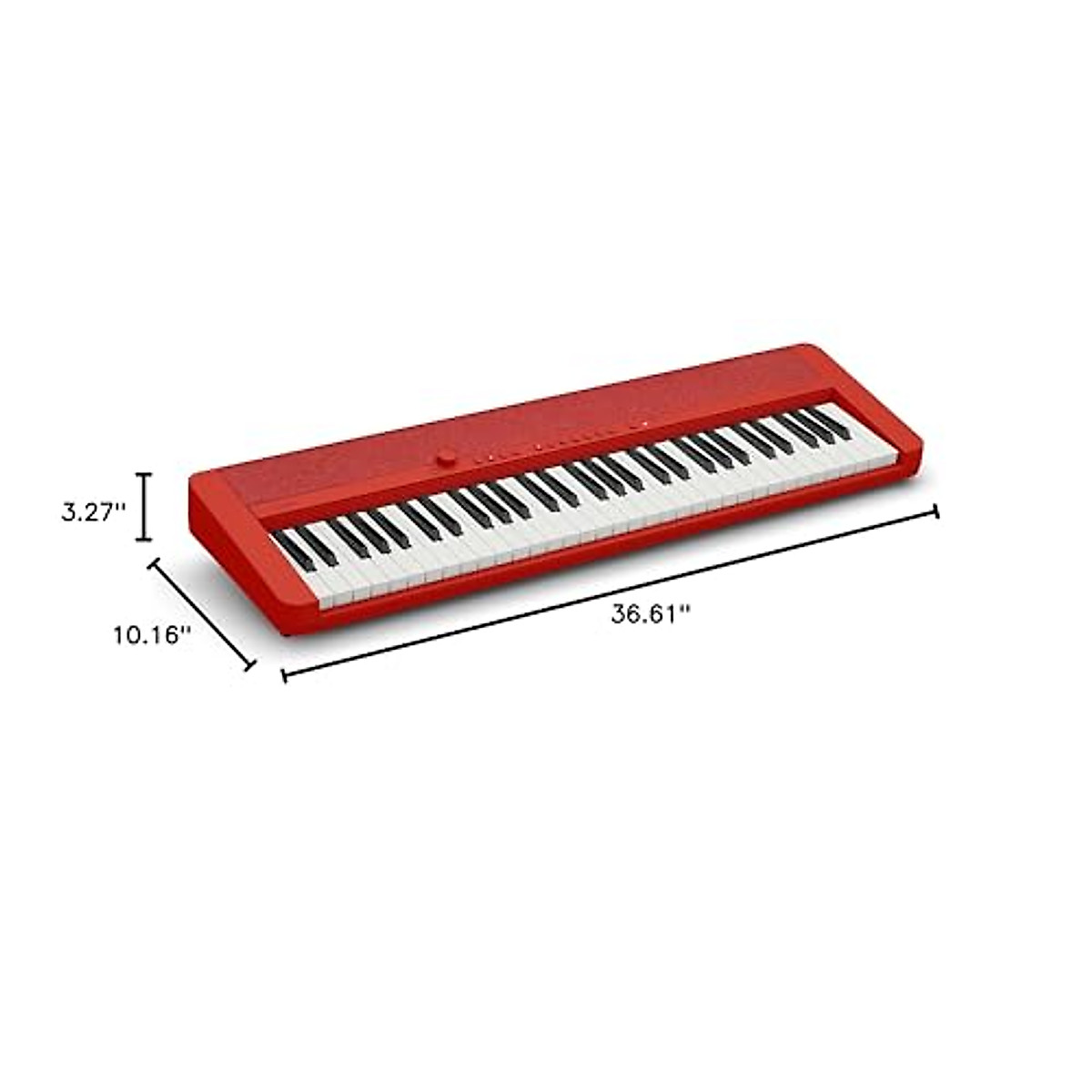 Casio Casiotone CT-S1 61-Key Portable Digital Keyboard - Red Bundle with Adjustable Stand, Bench, Headphones, Sustain Pedal, Instructional Book, Instructional DVD, and Austin Bazaar Polishing Cloth