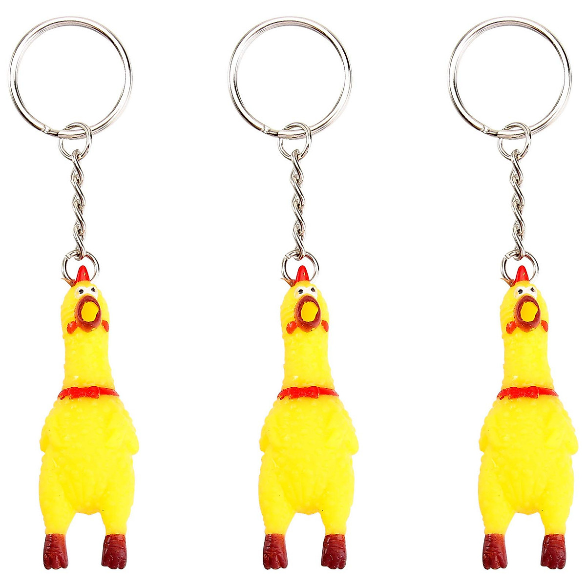 3 Pack Screaming Chicken Keychain, Mini Rubber Squeeze Screaming Chicken Toy Pendant Keychain for Bags Keys