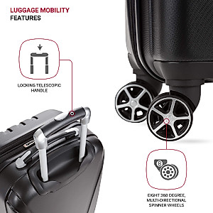 SwissGear 7585 Hardside Expandable Luggage with Spinner Wheels, Black, Checked-Medium 23-Inch