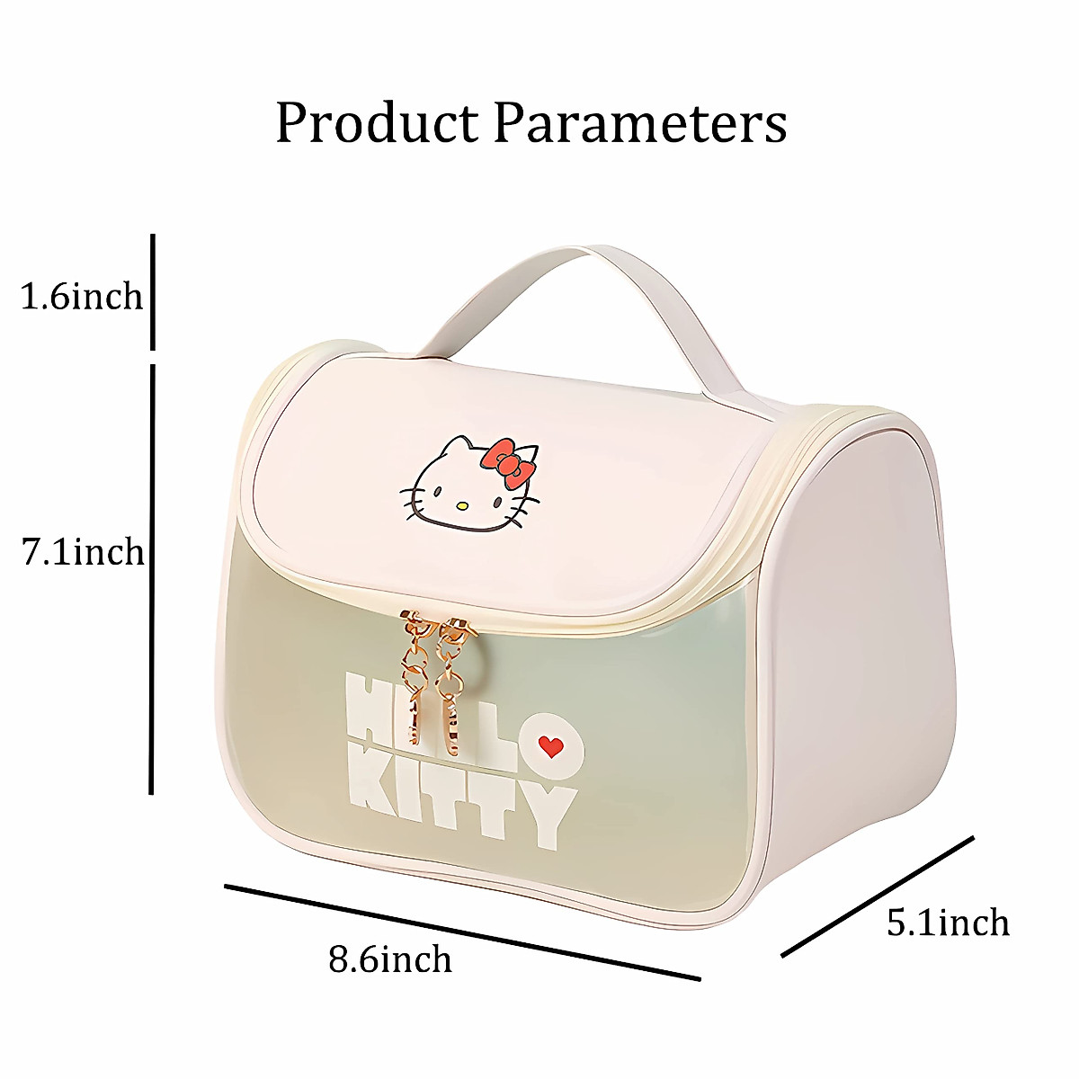 WIEEZN Cute Toiletry Bag for Women Girls, PU Leather Translucent Waterproof Makeup Cosmetic Bag, Travel Makeup Bag Organizer