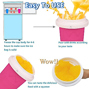 Ansamly Slushy Maker Cup,TIK TOK Magic Quick Frozen Smoothies Cups,Ice Cream Maker Cup with Travel Easy-carry,Slushies and Homemade Milk shake in Minutes,Pink