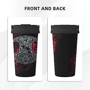 Vikings Norse Mythology Thor'S Hammer Celtic Knot Rune 16oz Stainless Steel Travel Mug - Spill Proof Lid, Keeps Hot & Cold For Hours - Tea & Drink Thermos
