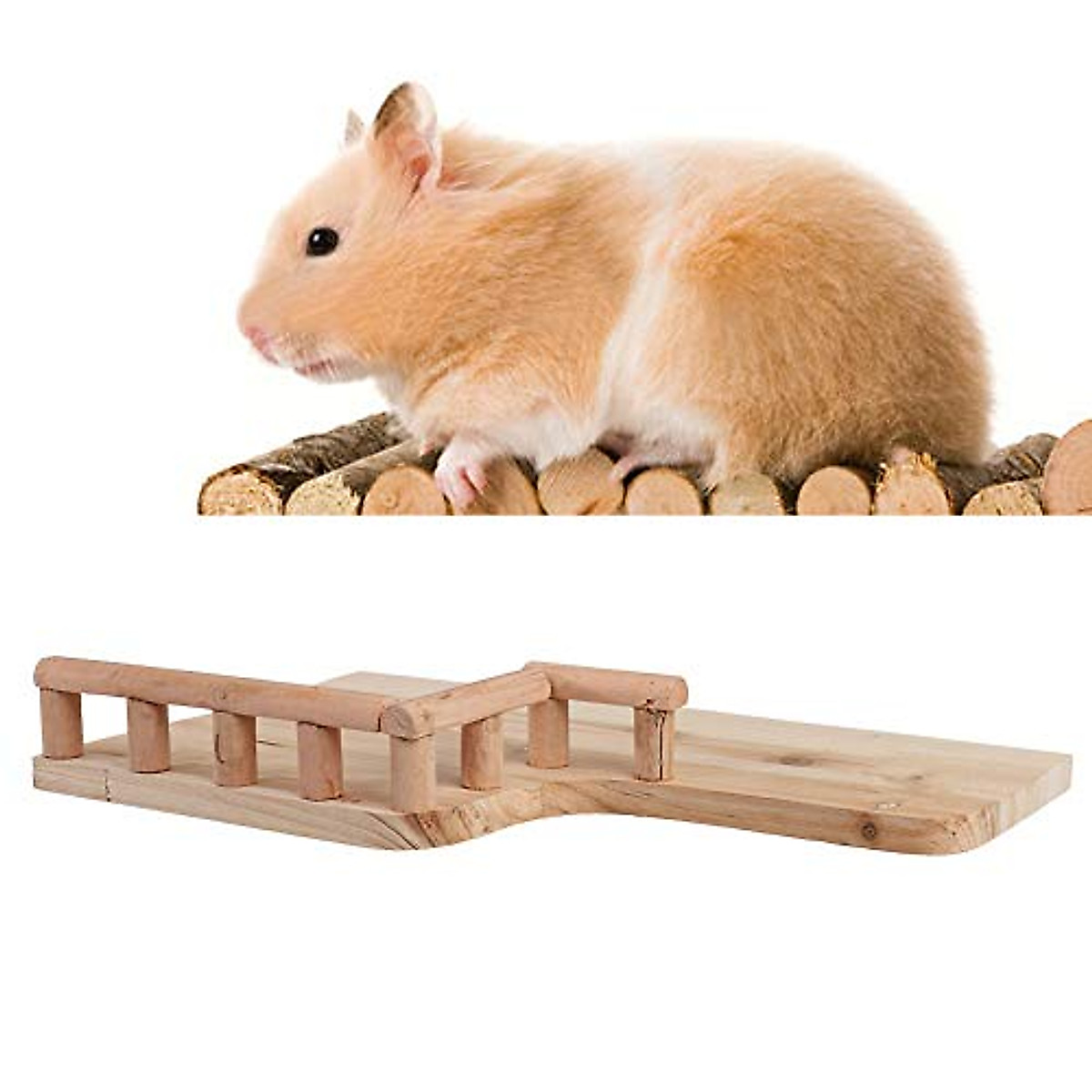 Birdcage Stands Hamster Climbing Platform, Wooden Rest Platform with Railing Small Pet Wooden Toys for Guinea Pig Chinchilla Small Animals Climbing