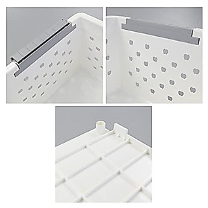 Yesdate 4-Pack Plastic Stackable Storage Basket Organizer, Multi-functional Stacking Basket Bins, White