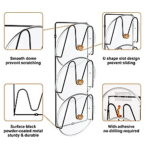 SGOOOD 2 Pack Pot Lid Organizer Rack - 3 Tier Pot Lids Holder No Drilling Adhesive Wall Mounted Lid Rack for Kitchen Cabinet Door Mounted Pot and Pan Covers Holder Rack, Black