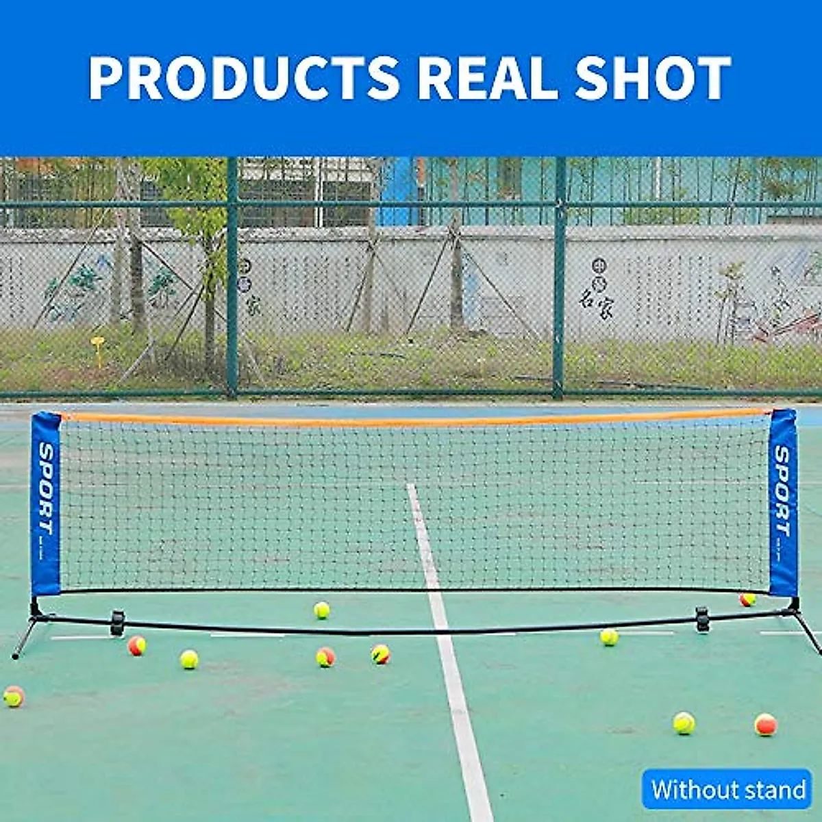 HYONAN Portable Badminton Net Set - Net for Tennis, Soccer Tennis, Pickleball, Kids Volleyball - Easy Setup Nylon Sports Net Without Poles - for Indoor or Outdoor Court, Beach, Driveway
