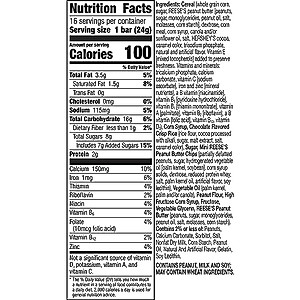 Reese's Puffs Breakfast Cereal Treat Bars, Peanut Butter & Cocoa, 16 ct