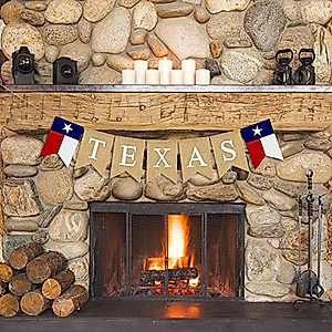 Jute Burlap Texas Lone Star State Flag Banner for Garden Fence,Fireplace Mantel Decoration