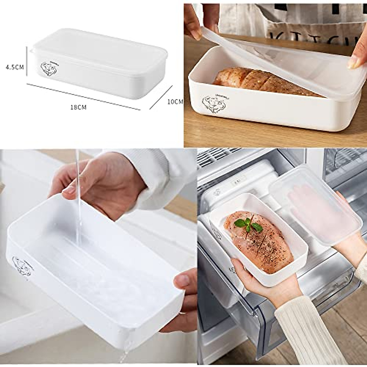 Stackable Fridge Storage Container,Set of 6 pack MINI Plastic Food Storage Containers,Fridge and Freezer Storage Trays to Store Fruits, Vegetables, Meat and More