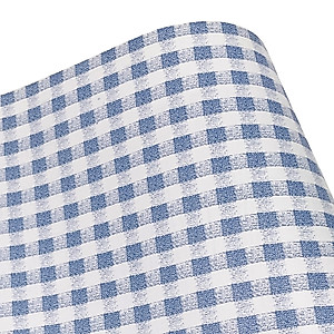 LoveFaye Mediterranean Style Furniture Paper Blue-White Gingham Countertop Door Sticker Shelf Liner 17.7inch by 9.8 Feet
