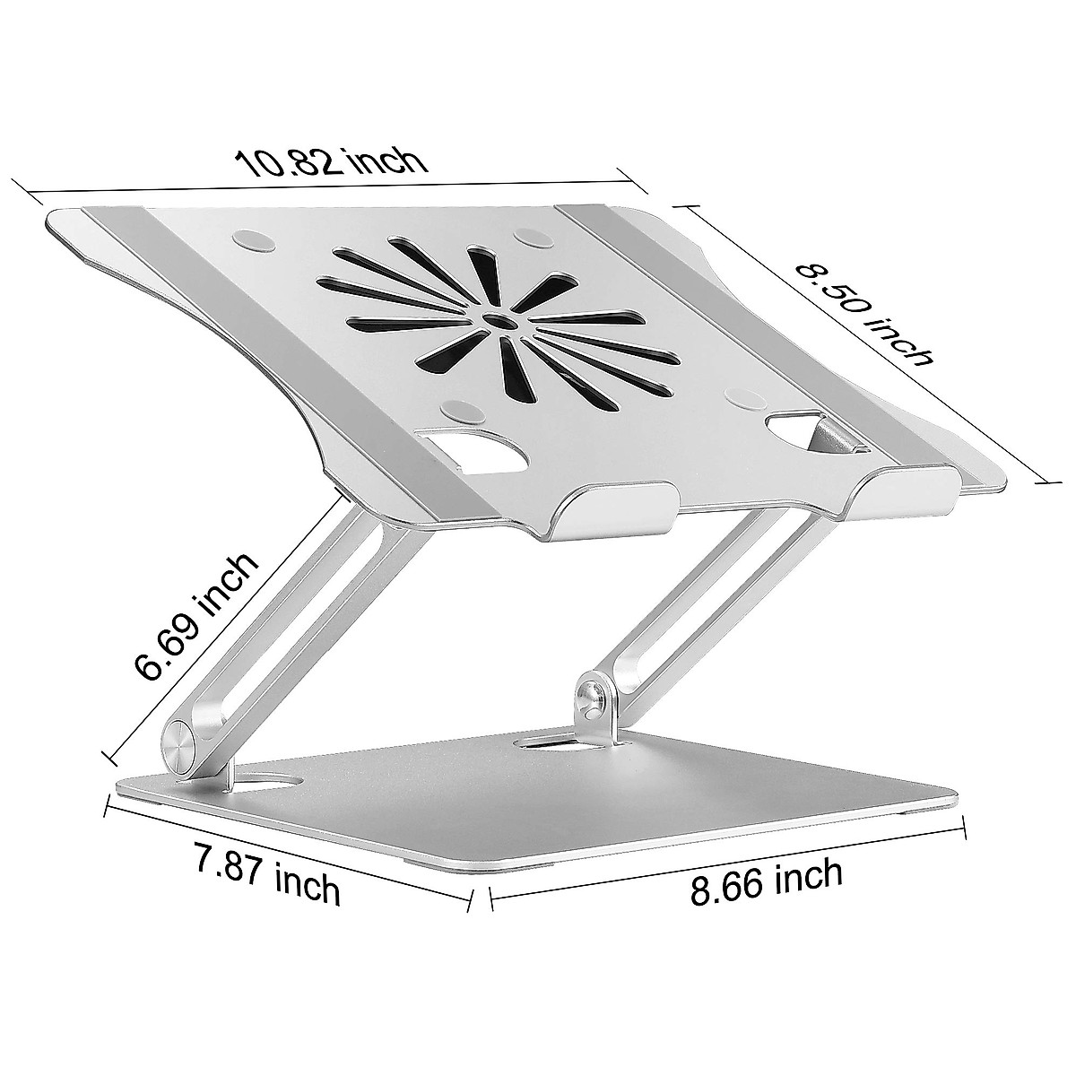 Adjustable Laptop Stand with Cooling Fan, Aluminium Alloy Multi-Angle Computer Holder for Desk, Portable Notebook Metal Mount Compatible with MacBook, Air, Pro, Dell, Alienware All Laptops 11"-17.3"