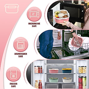 PEDECO All-in-One Salad Container - Large Salad Bowl, Bento Box Tray, Leak-Proof Sauce Container, Airtight Lid, & Fork Bento Box Adult Lunch Box for Women; BPA-Free (Pink)