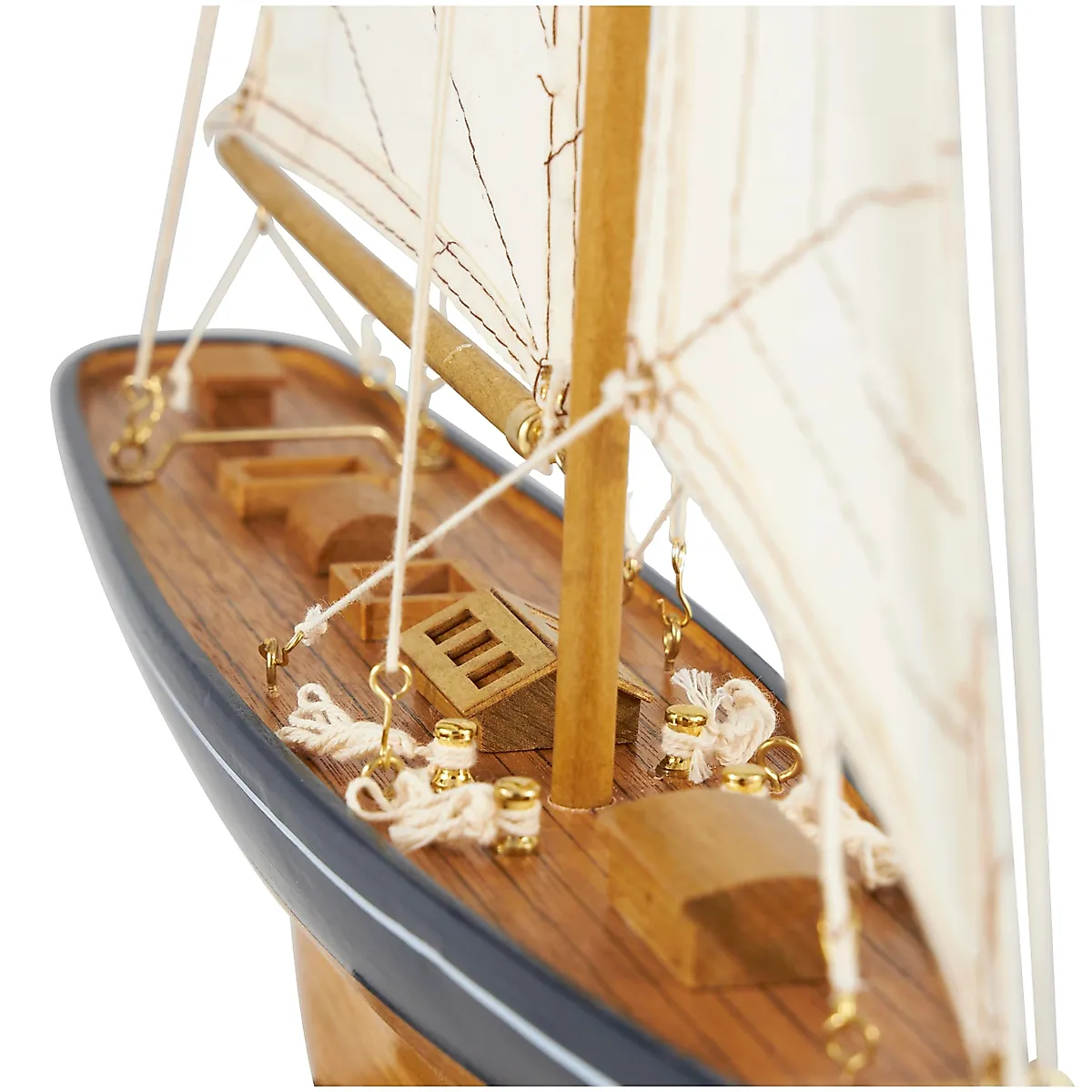 Deco 79 Wood Sail Boat Sculpture with Lifelike Rigging, 17" x 4" x 21", Beige