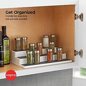 Copco 2555-0188 Non-Skid 3-Tier Spice Pantry Kitchen Cabinet Organizer, 15-Inch, White/Gray