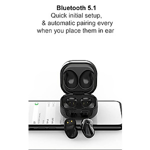 eDealz Fully Wireless Bluetooth 5.1 Rechargeable IPX4 Waterproof Sweatproof Earbud Microphone, Micro USB LCD Clock Charging Case Surround Stereo Bass Noise Cancelling Calls (Black) (LCDBLACK)