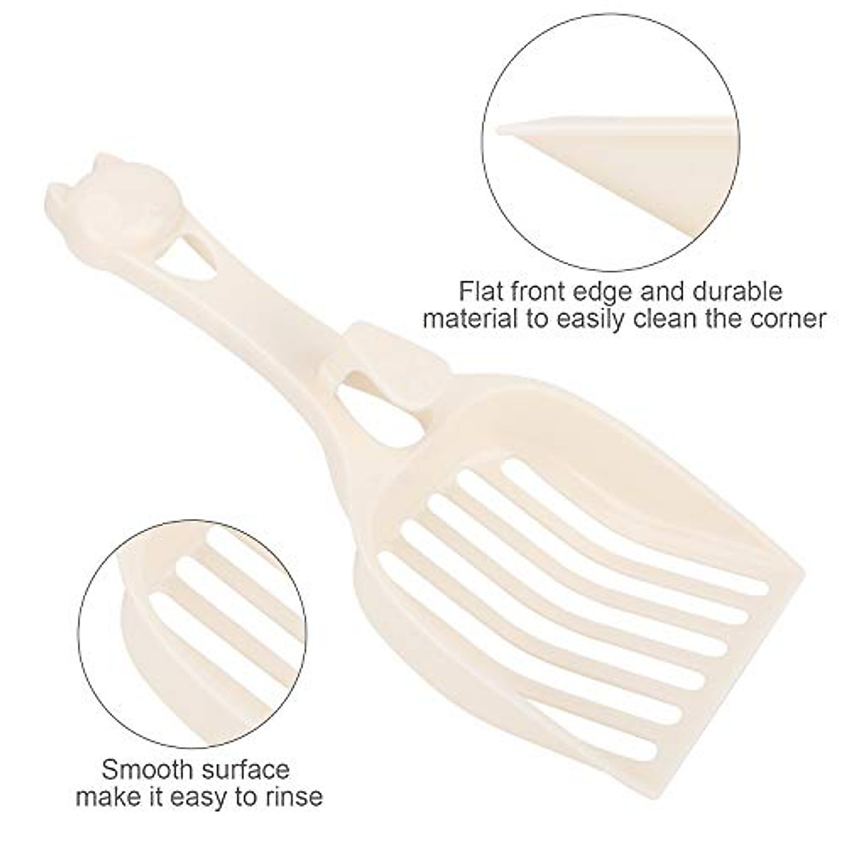 Depets Cat Litter Scoop, Litter Scoop with Wide Slats, Kitty Litter Scooper for Pine Pellets, Durable Plastic Litter Sifter Scoop - Designed for Easy Sifting, Milky White
