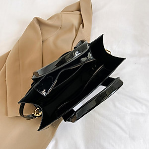 JQAliMOVV The Tote Bag for Women, Cute Tote Bag Trendy Shining Leather Top Handle Crossbody Handbags (Black)