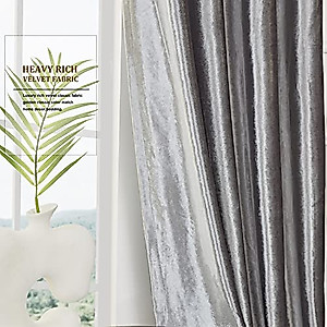 BULBUL Silver Grey Curtains 84 inch Length- Living Room Velvet Blackout Window Drapes Thermal Insulated Room Darkening Decor Grommet Curtains for Bedroom Set of 2 Panels