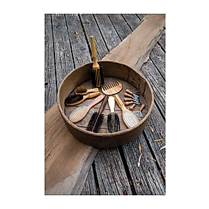 Redecker Walnut Pin Mini Pocket Hairbrush with Waxed Olive Wood Handle, 4-1/2-Inches