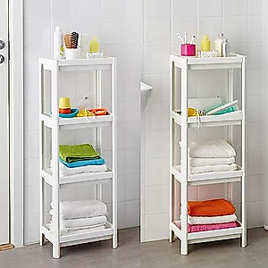HIEEY 4 Tier Bathroom Shelf,Bathroom Rack, Shelves Organizer, for Bathroom Laundry Pantry Kitchen Narrow Places