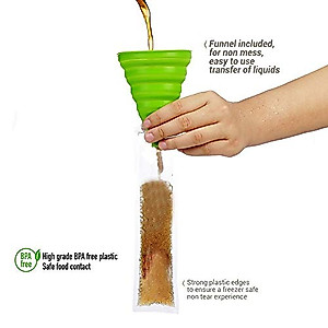 120pcs Ice Popsicle Molds Bags Pop Mold Pouch with Zip Seals get Funnel Free, 11"x2" DIY Zip-Top Ice pop Pouches for Gogurt Ice Candy or Freeze Pops Fruit Vegetable Freezer Tubes